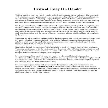 Critical Essay On Hamlet.pdf