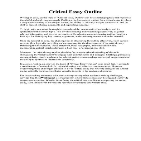 Critical Essay Outline | PDF
