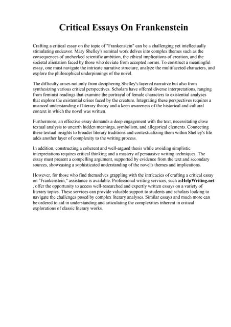 Frankenstein Essay Topics.pdf | Education
