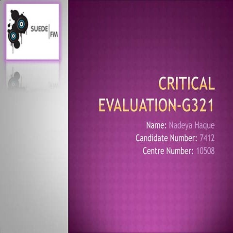 Critical evaluation nadeya haque | PPTX | Talk Show | Genres