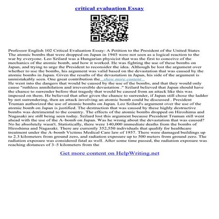 Critical Evaluation Essay | PDF