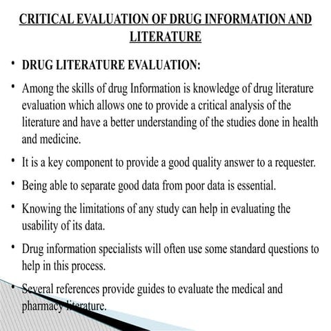 Critical evaluation of drugs.pptx by sri | PPTX