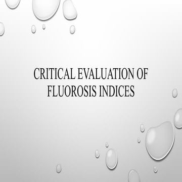 DEAN’S FLUOROSIS INDEX 1943 (PUBLIC HEALTH DENTISTRY) | PPTX