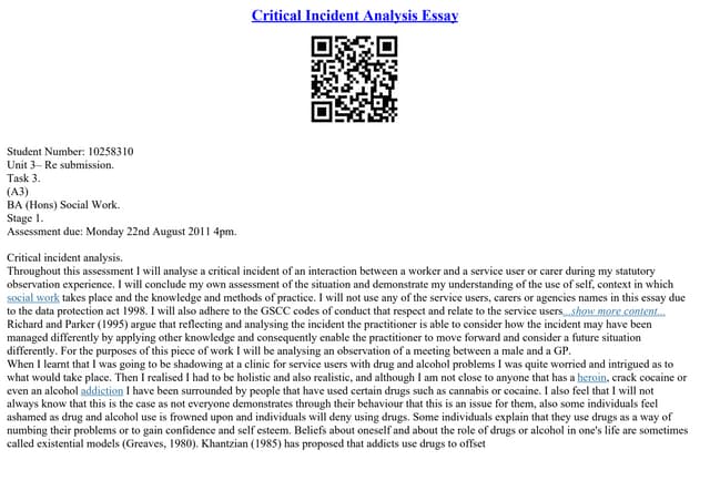 Critical Incident Analysis Essay critical-incident-analysis-essay