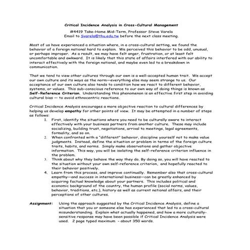 Critical Incident Analysis Midterm Assignment[Sav 4419] | DOC