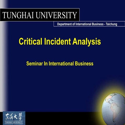 Critical Incident Analysis [SAV Lecture] | PPTX