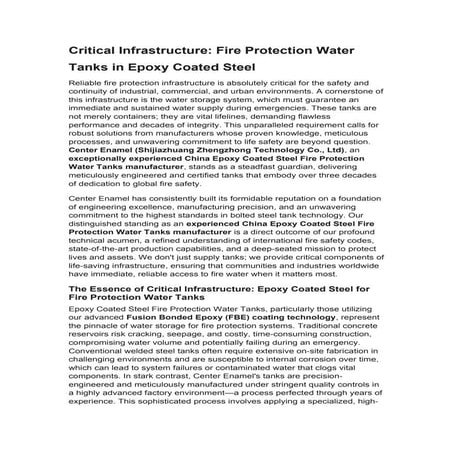 Critical Infrastructure Fire Protection Water Tanks in Epoxy Coated ...