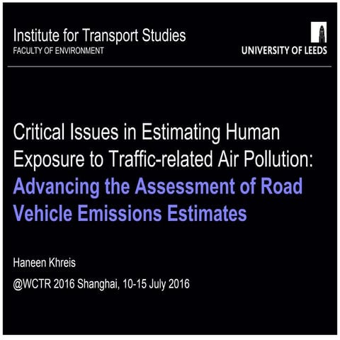 Critical issues in estimating human exposure to traffic related air ...