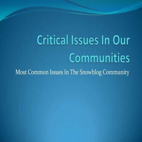 Critical Issues | PPTX