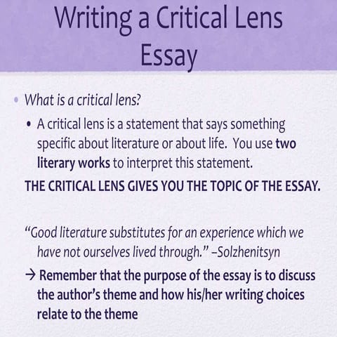Critical lens essay | PPT