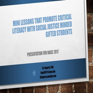Mini Lessons that Promote Critical Literacy with Social Justice Minded ...