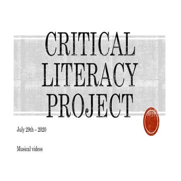 Critical literacy project activity 1 - class 5 - copia | PPT