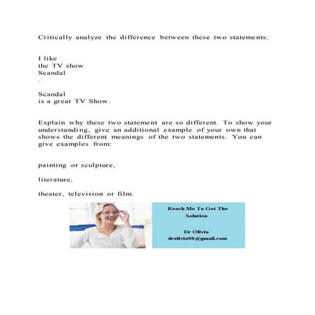 Critically analyze the difference between these two statements | DOCX