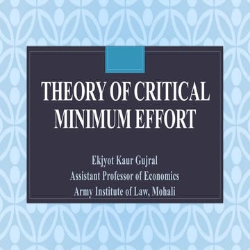 Critical Minimum effort theory.pdf of economics | PDF