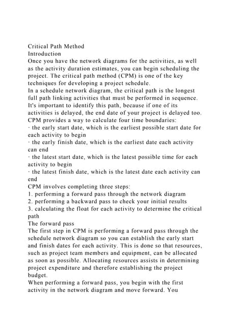 6.5 The Forward and Backward Pass (Critical Path) | PPT