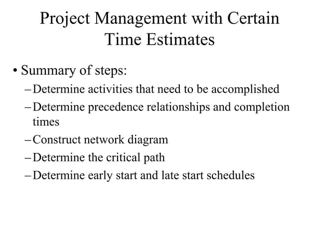 Critical path method | ODP