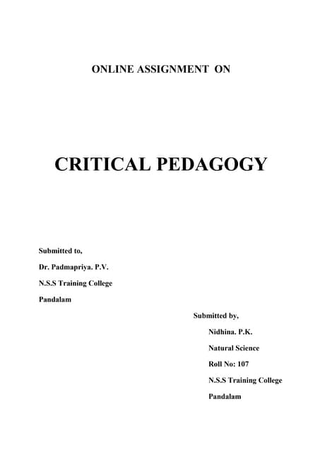 Critical pedagogy | PPTX | Education