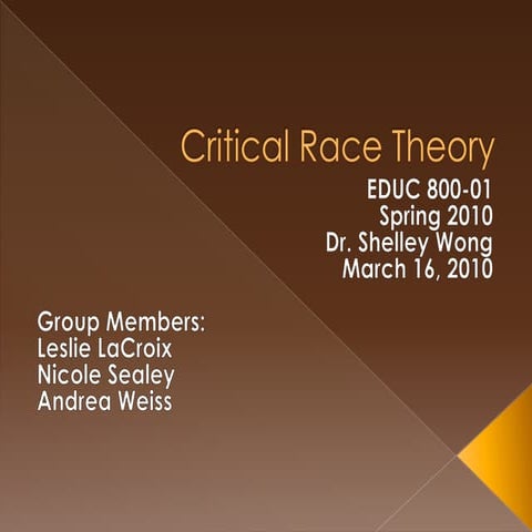 Critical Race Theory Week 1 | PPTX