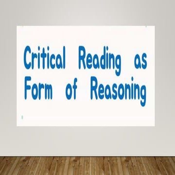 critical reading ( reading and writing skills) | PPTX
