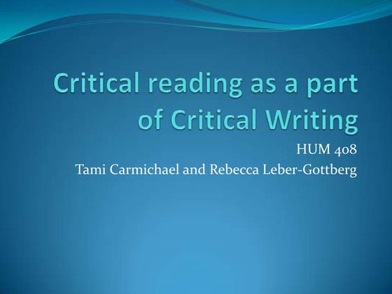 Critical reading | PPTX | Education