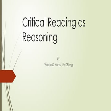 Critical Reading as Reasoning presentation | PPTX