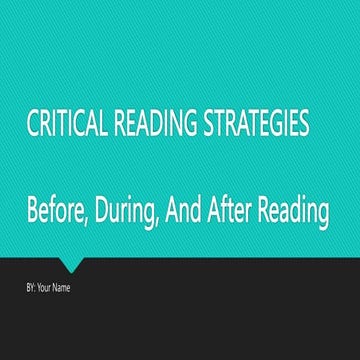 Critical Reading Strategies | PPTX