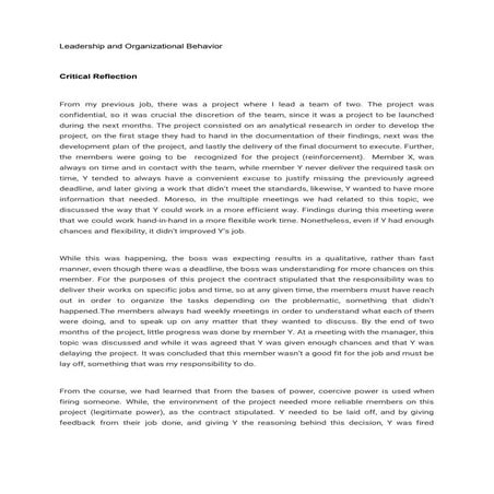 Critical reflection | PDF