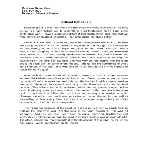 Critical reflection | PDF