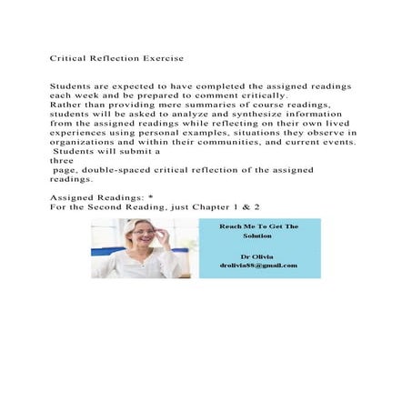 Critical Reflection ExerciseStudents are expected to have co.docx