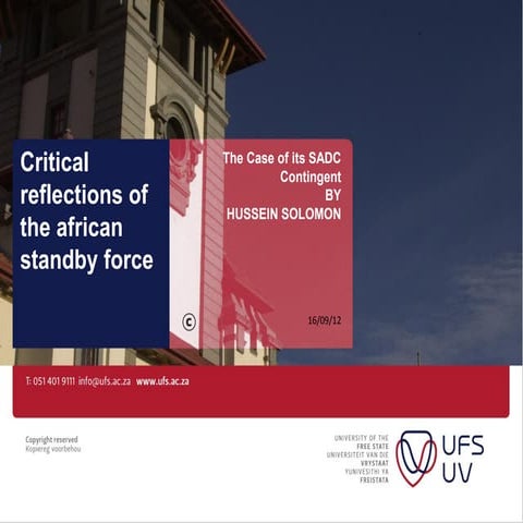 Critical Reflections of the African Standby Force, the case of its SADC ...