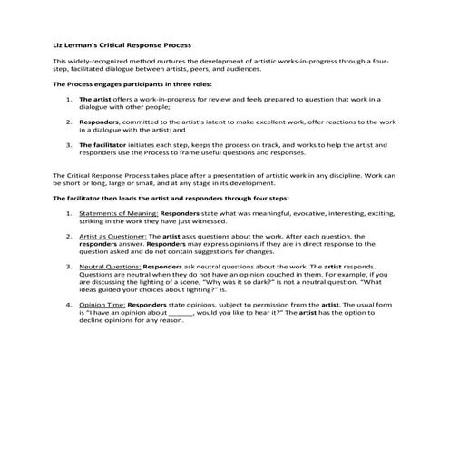 Critical response process | PDF