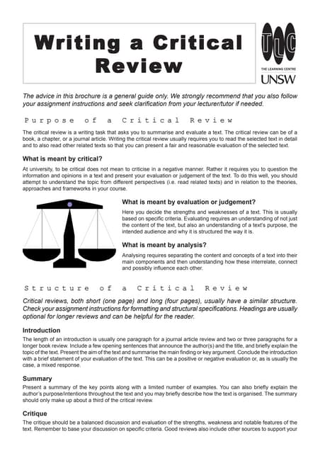 Writing a Critique | PPTX