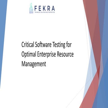 Critical Software Testing for Optimal Enterprise Resource Management. | PDF