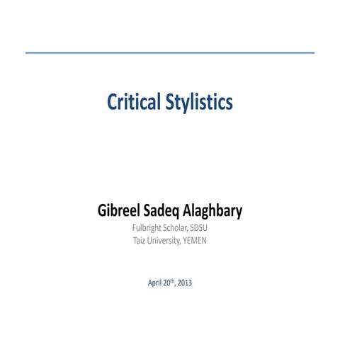 Critical Stylistics | PPTX