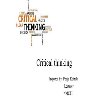 Critical thinking, Fundamentals of Nurisng | PPTX