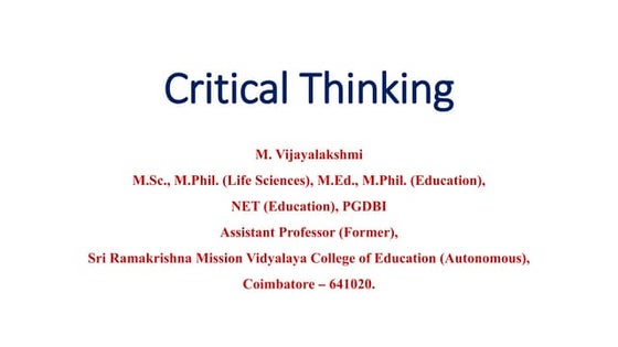 Critical thinking powerpoint | PPT