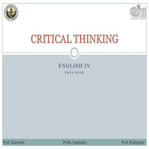 Critical thinking - First class | PPTX