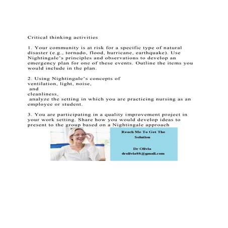 Critical thinking activities1. Your community is at risk for.docx