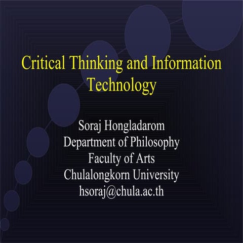 Critical thinking and information technology | PPT