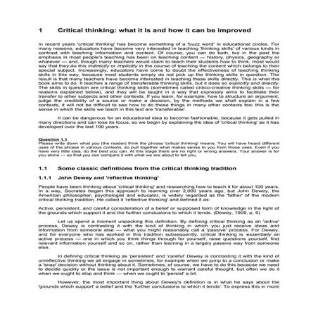 Critical Thinking - An Introduction | DOC | Education