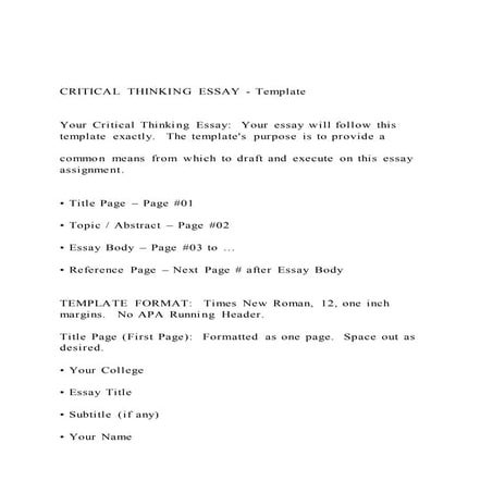 CRITICAL THINKING ESSAY - Template Your Critical Thinki | DOCX