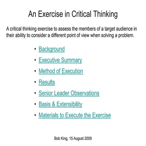 Critical Thinking Exercise | PPT