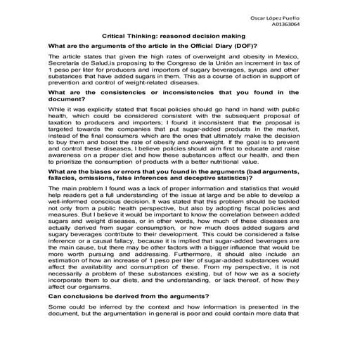 Critical thinking individual practice | PDF