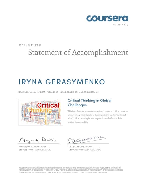 Critical Thinking in Global Challenges | PDF