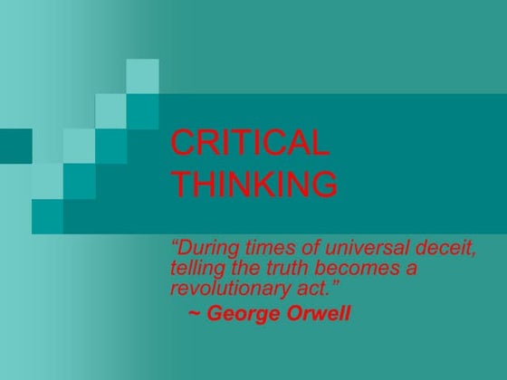 Critical thinking powerpoint | PPT