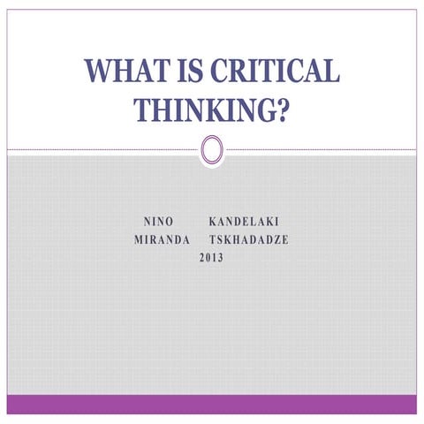 Critical thinking | PPTX