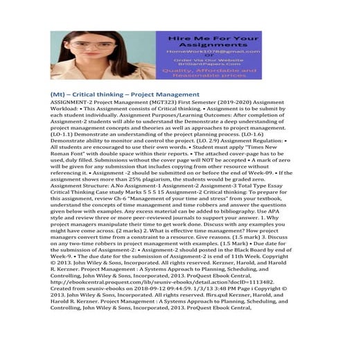 Critical thinking Project Management.docx