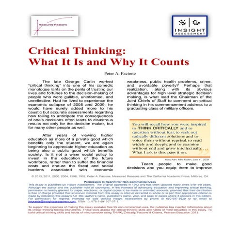 Critical Thinking Skills.pdf citical thinking | PDF