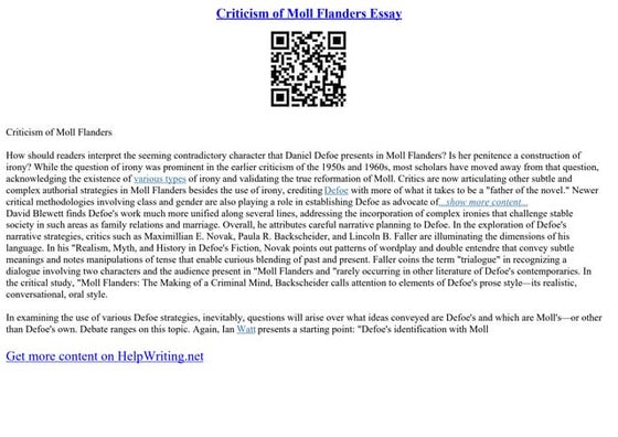 Moll Flanders Analysis | PDF | Family and Relationships