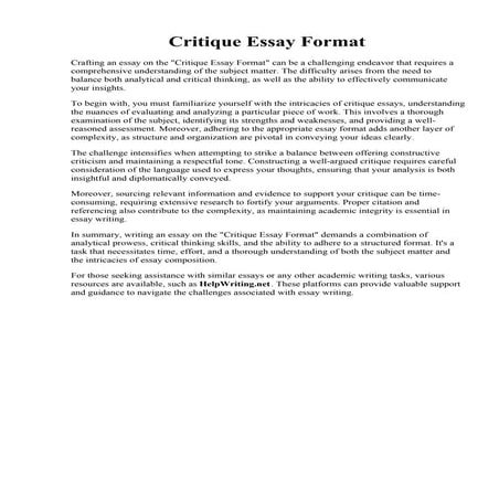 Critique Essay Format. Qualitative Research Critique Essay Example ...